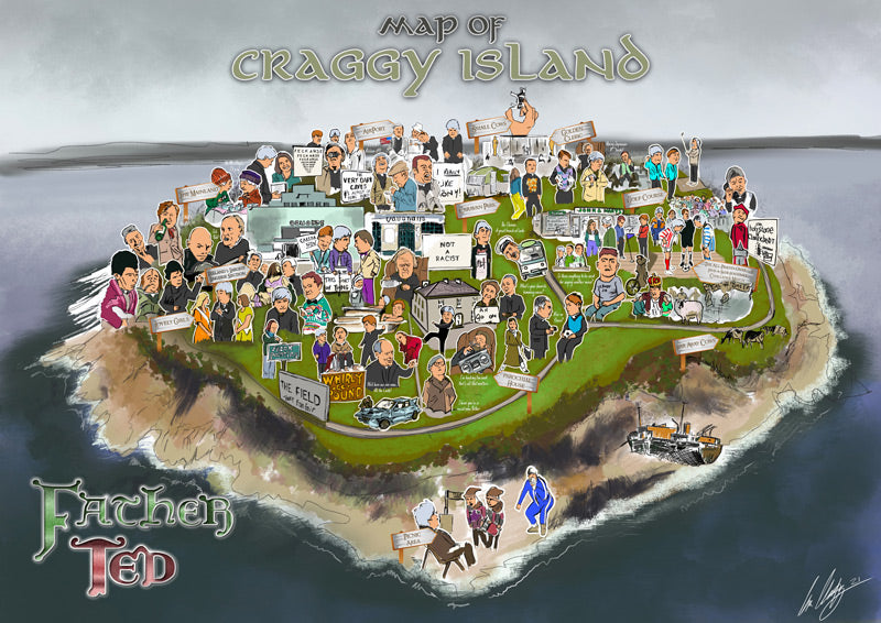 Father Ted - 'Map of Craggy Island' A3 Print – Ian Armstrong Art